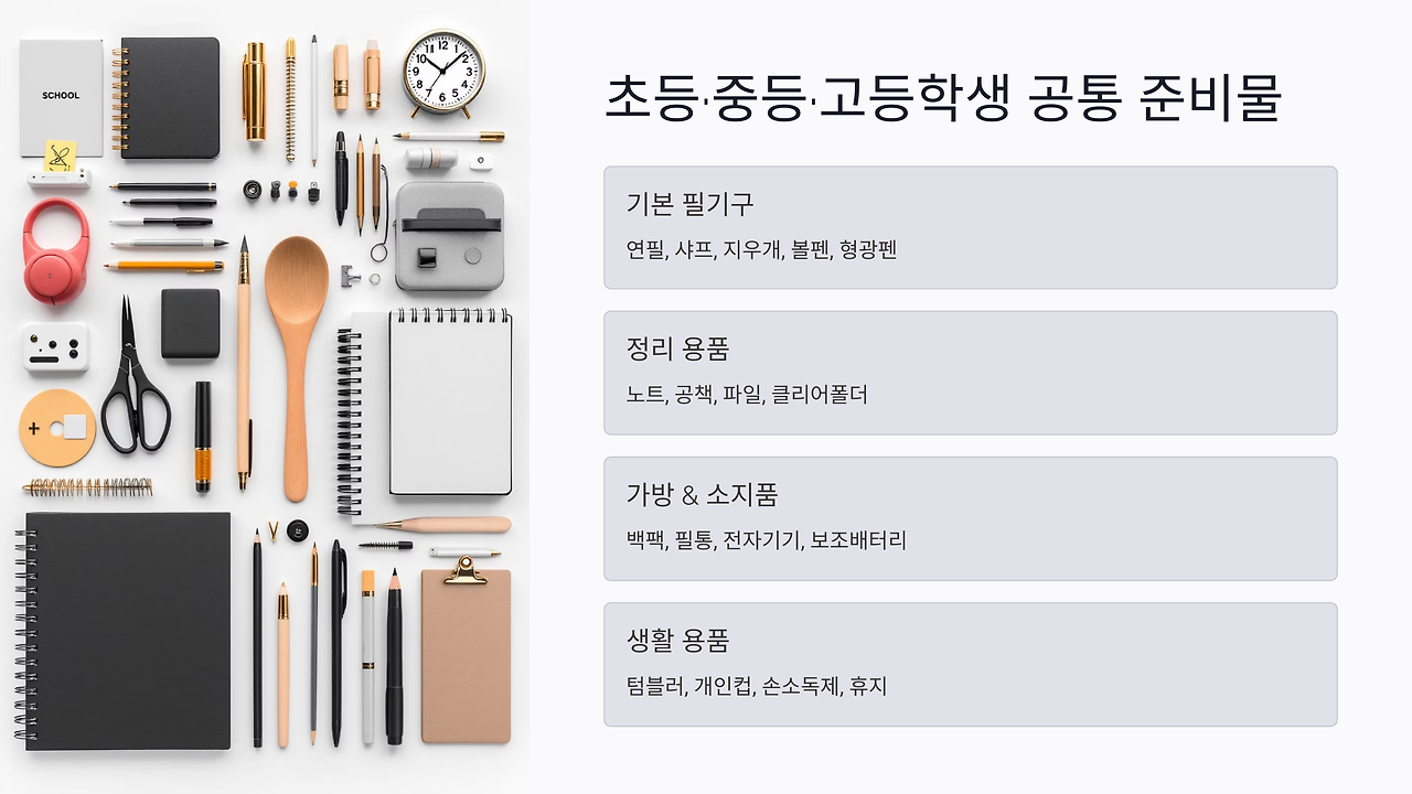 신학기 준비물 리스트 초등·중등·고등학생 필수 체크리스트 📚🎒