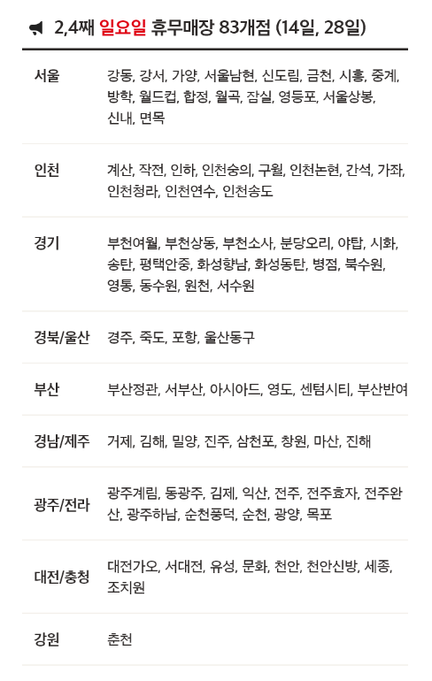 2024년 7월 홈플러스 휴무일 안내 홈플러스 7월 휴무일 정보 7월 홈플러스 휴무일 공지