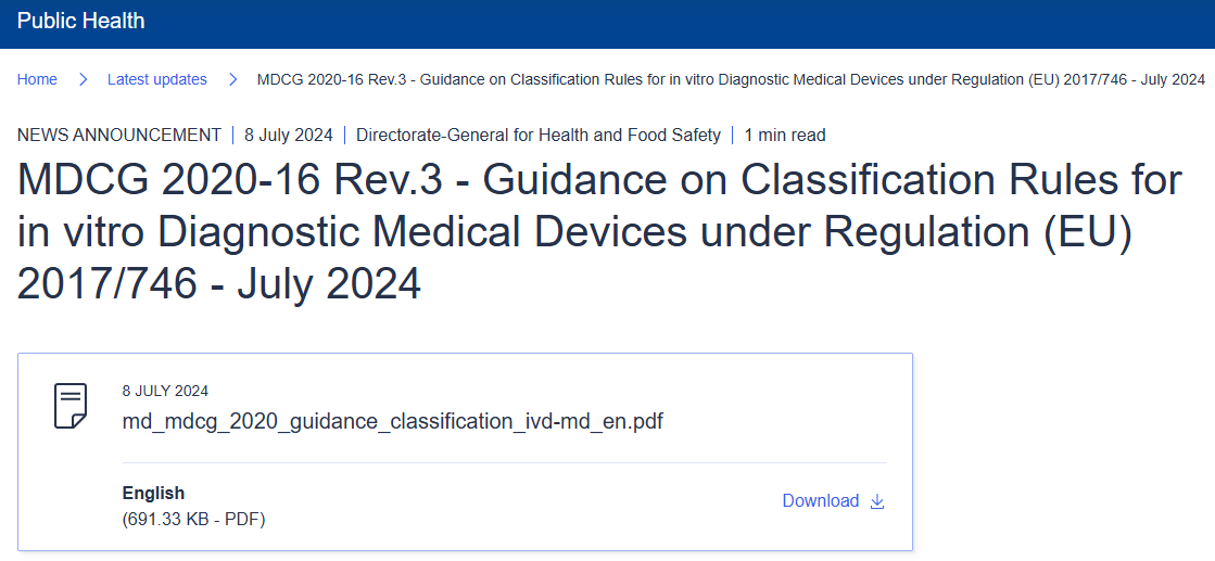 [EU, IVDR] MDCG 2020-16 Rev.3 - Guidance on Classification Rules for in ...