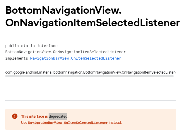[issue] deprecated/BottomNavigationView.OnNavigationItemSelectedListener