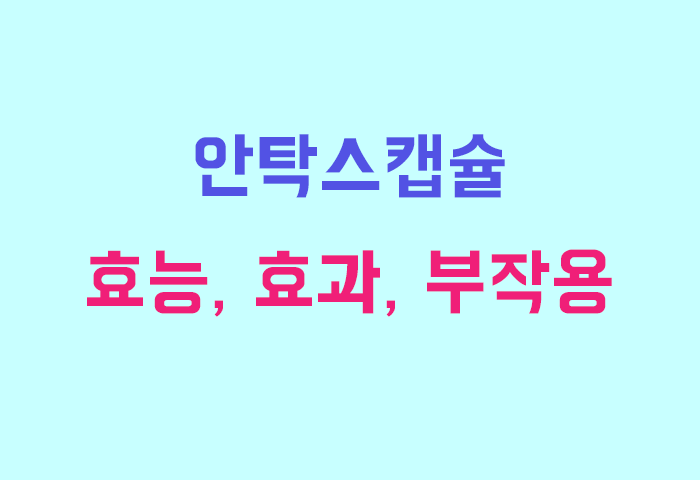 안탁스캡슐 효능 효과 투여방법 부작용 완전 해부하기