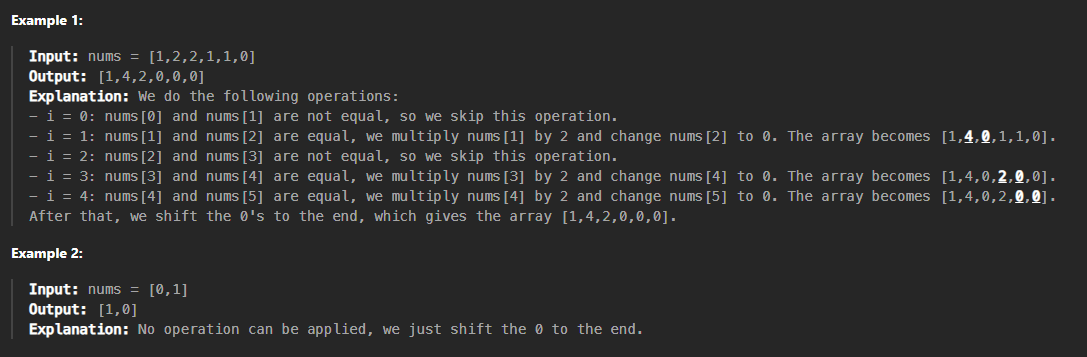 LeetCode : 2460. Apply Operations to an Array