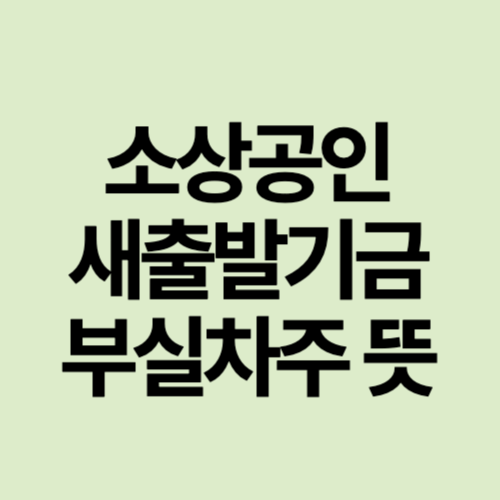 소상공인 새출발자금 부실차주 뜻과 신청방법 알아보기