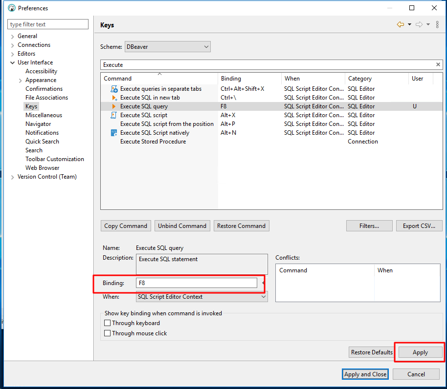 DBeaver 명령 단축키 변경하기 + SQL Developer 단축키(Shortcut Keys) 변경하기