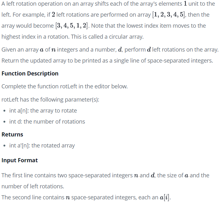 [HackerRank] Arrays: Left Rotation