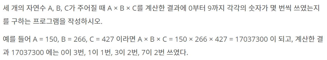 [백준(BOJ)] 2577번 : 숫자의 개수 - PYTHON[파이썬]