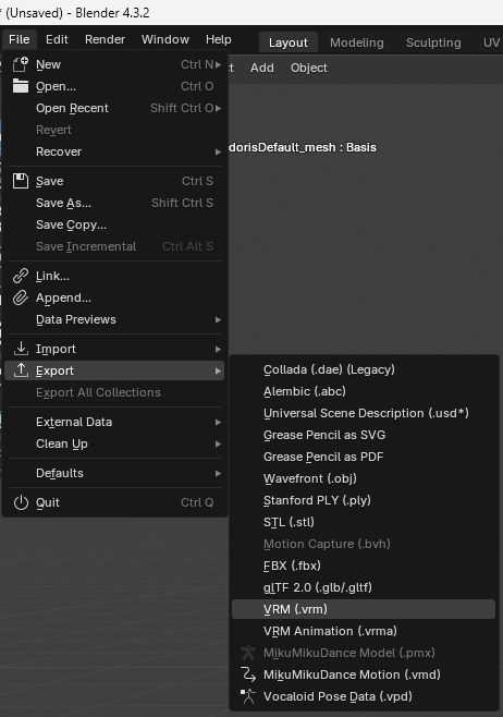[Desktop Mate] 블렌더를 이용해 pmx를 vrm로 변환하기
