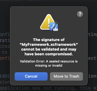Signing xcframework