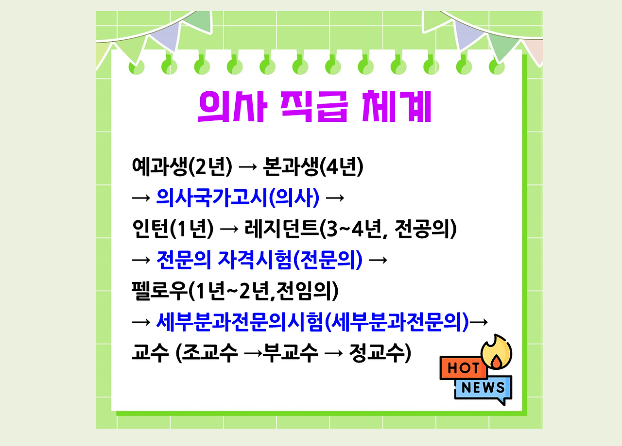 병원 의사 직급 체계 의사 되는 과정 기간 의사 계급 전공의 뜻 쉽게 한방에 정리 혜택드리미