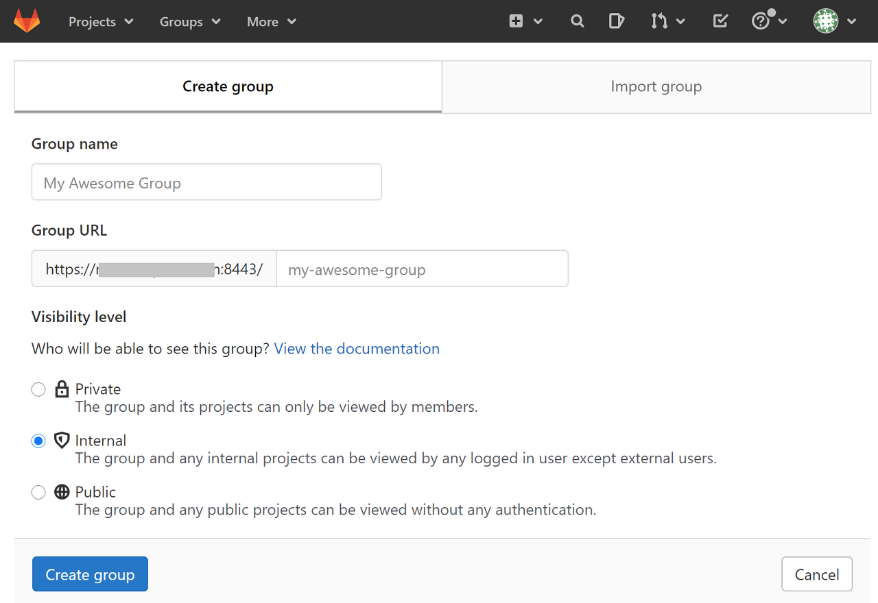 gitlab에서 group, project 생성하기