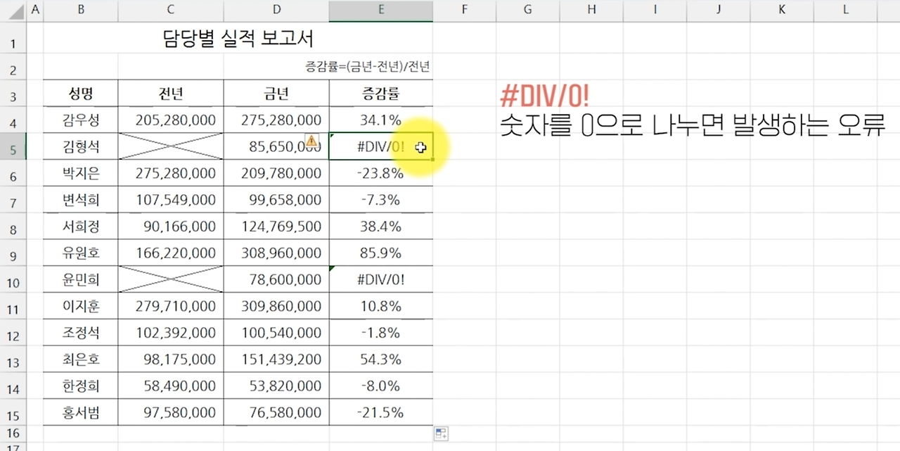 Iferror 함수 Div0 Na Ref 오류 안 보이도록 하려면 이 함수 사용하면 됩니다 짤막한 강좌