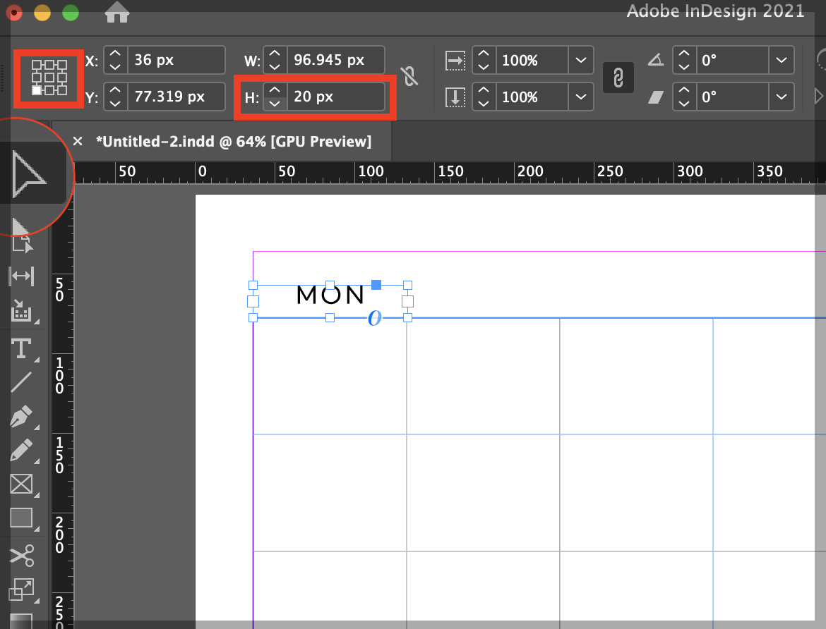Adobe 인디자인 기초 디지털 속지 만들기 상단에 텍스트 박스로 요일 넣기
