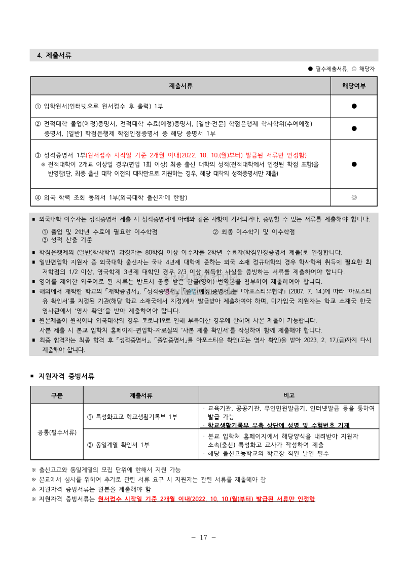 인하대 편입 2023학년도 모집요강 간편하게 보자