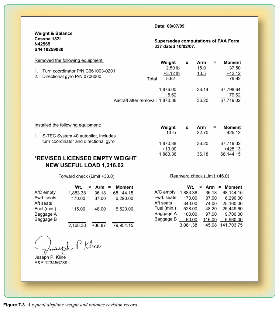 (4) Weight and Balance Revision Record :: Instructor-pang