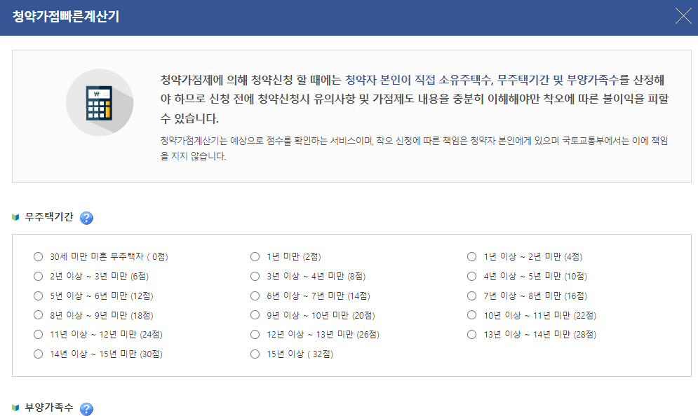 청약가점 계산기 가점제도와 함께 알아보자