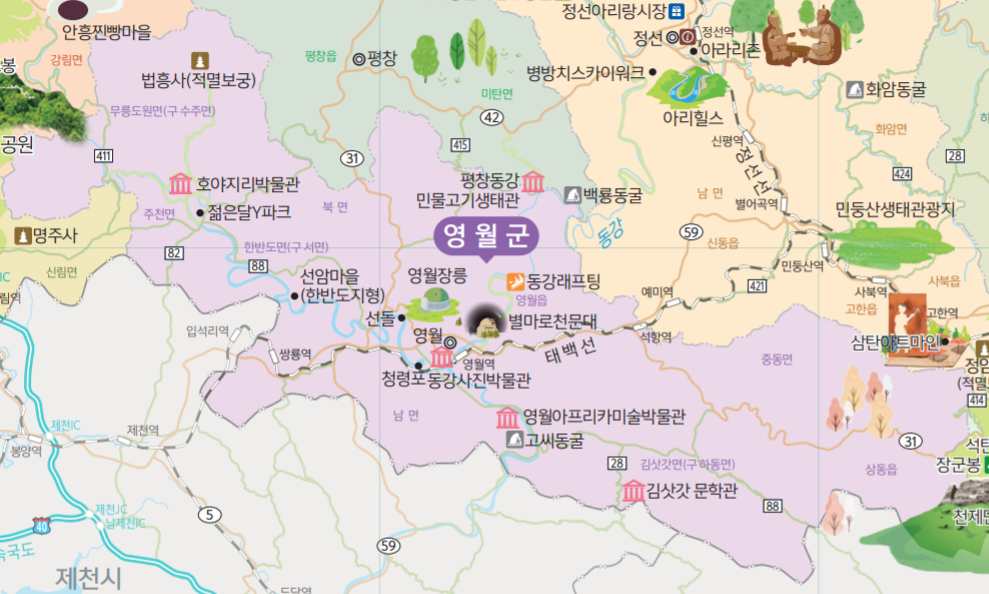 강원도 관광지도 보기 모든 관광지 확인하고 가세요