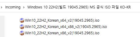 Windows 10, 22H2 (빌드 19045.2965) MS 공식 ISO 파일 [한글/영문판] :: Windows 10/11