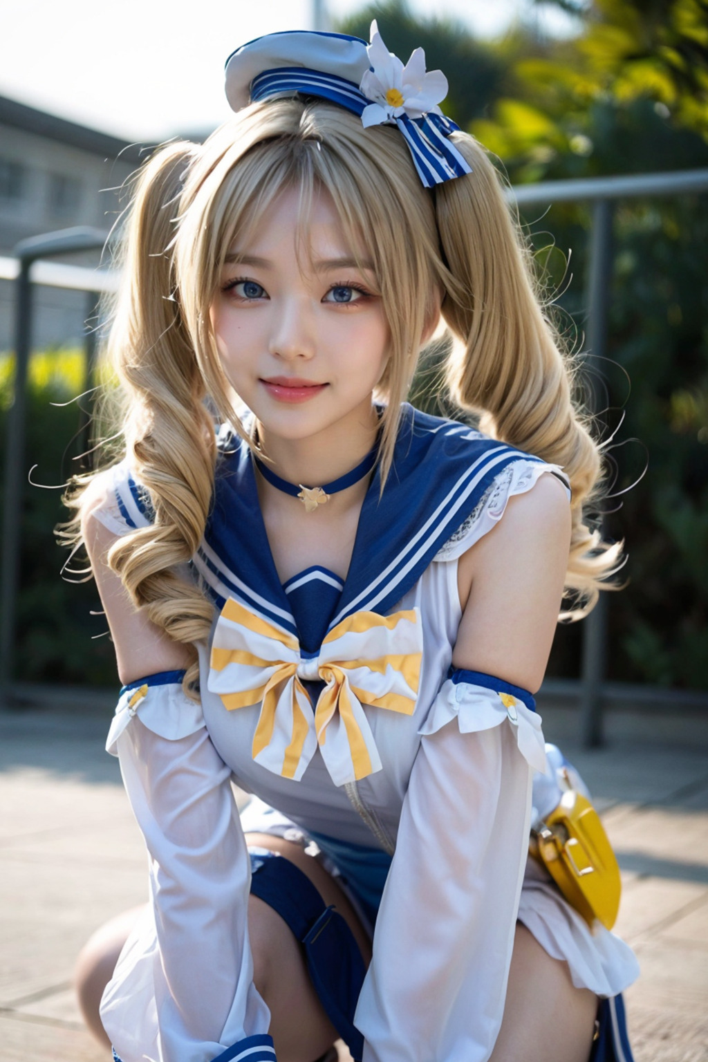 Ai로 생성한 원신 바바라 빛나는 협주 수영복 코스프레한 실사풍 모델 이미지 생성하기