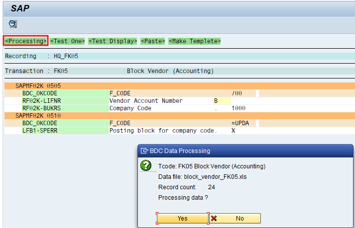 [SAP] Mass Vendor Block (Recording)