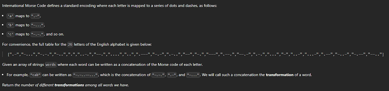 LeetCode : 804. Unique Morse Code Words