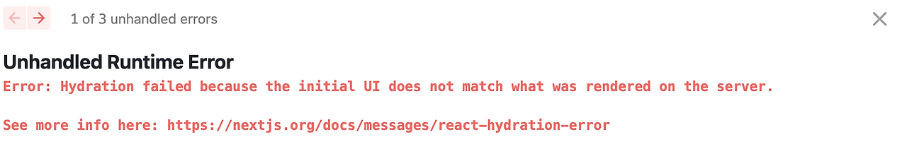 [Next.js] Hydration failed 에러 해결 (Unhandled Runtime Error) :: hani