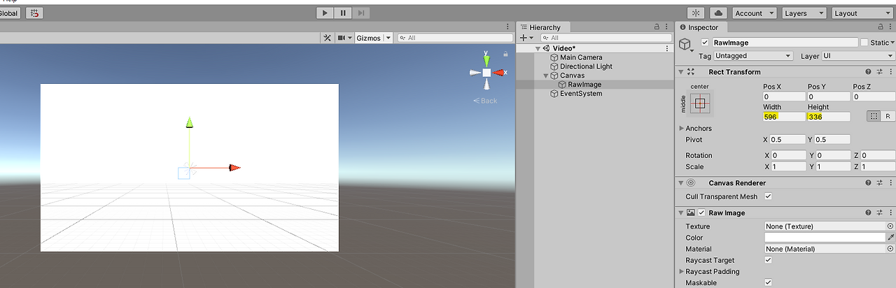 [Unity] Canvas/UI 에 영상 넣는 방법 (Raw Image, Render Texture)