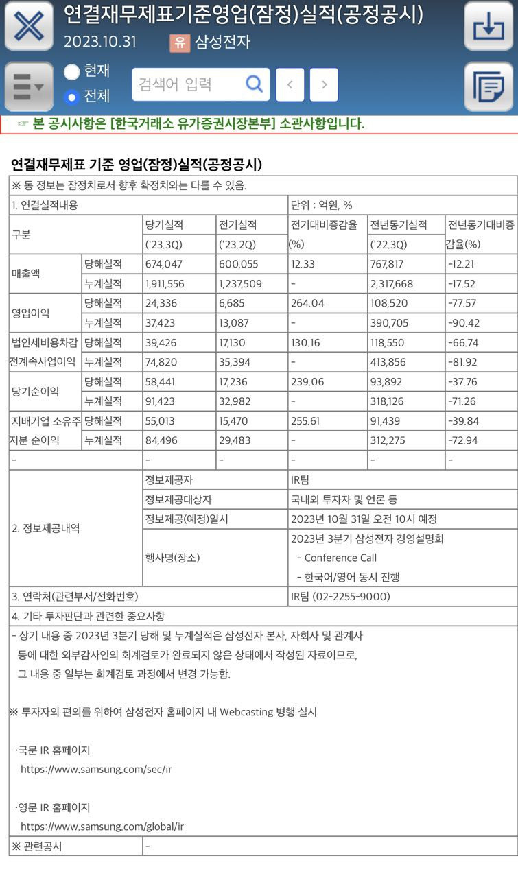 삼성전자 실적발표 Ir자료 컨퍼런스콜 Qanda요약