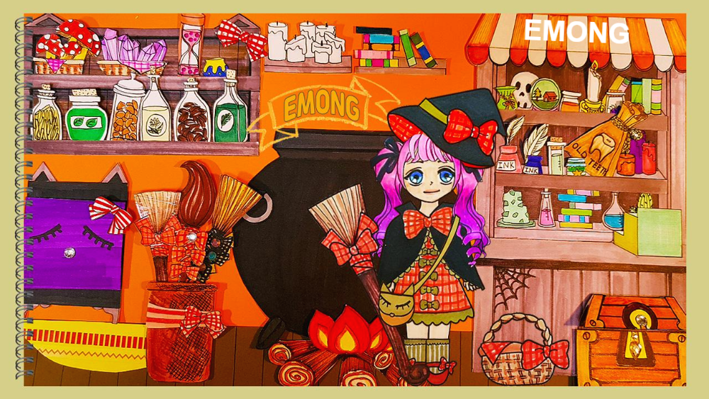 Paper Doll EMONG | Making Halloween Paper Dollhouse for Free Download ...