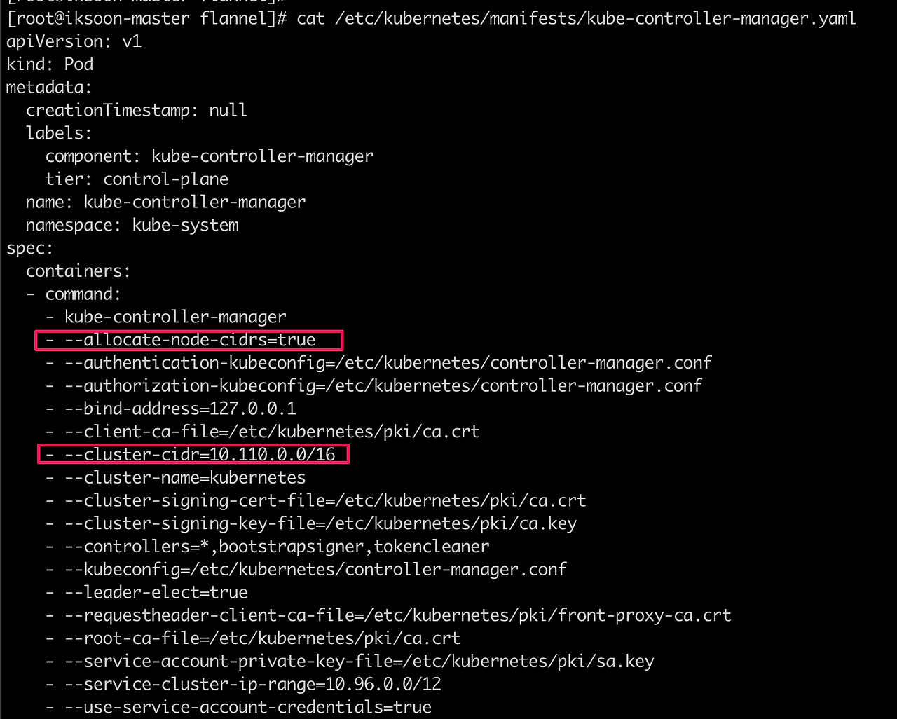 Flannel 배포 오류 : pod cidr not assigned