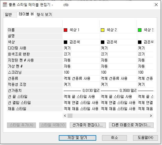AutoCad 오토캐드 CTB 추가 및 변경