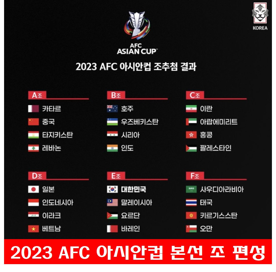 2023 Afc 카타르 아시안컵 본선 조 편성 경기 일정 총정리
