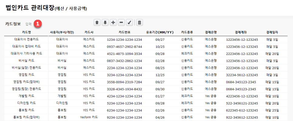 법인카드 관리대장 엑셀 템플릿 양식 추천 법인카드 사용 신청서 양식 무료 다운로드 받으세요
