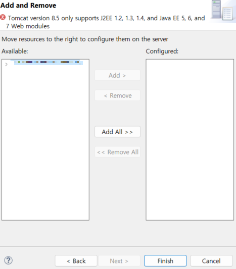 tomcat version 8.5 only supports j2ee 1.2 1.3 1.4 and java ee 5 6 and 7 web modules