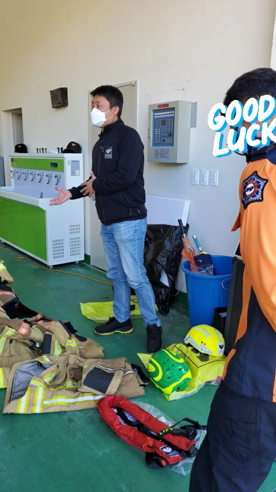 경기소방학교 방문기바이킹방화복 소방관방한복 수상구조작업복 워크베스트 프로토스헬멧 만타헬멧 구명뗏목 구명조끼
