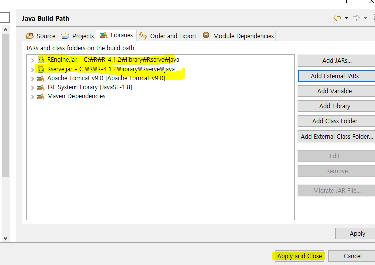 [R] R & JAVA 연동 자바에서 Rserve 실행