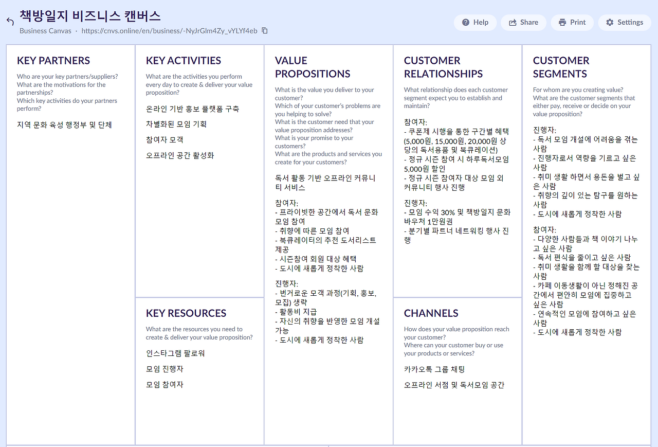 나만의 비즈니스 모델을 위한 비즈니스 캔버스 작성하기 With Cnvs
