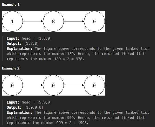 LeetCode : 2816. Double a Number Represented as a Linked List