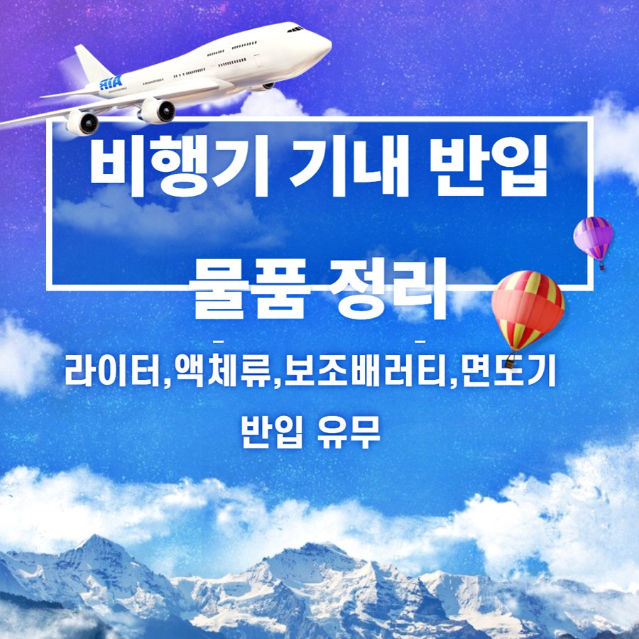 비행기 기내 반입 물품 정리라이터액체보조배터리면도기