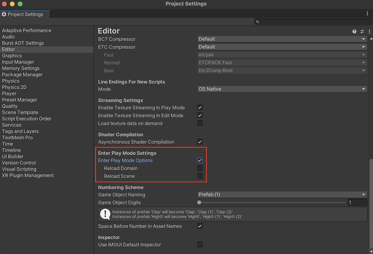 [Unity] 플레이 모드 속도 빠르게 하는 방법 / Unity Enter Play Mode Faster