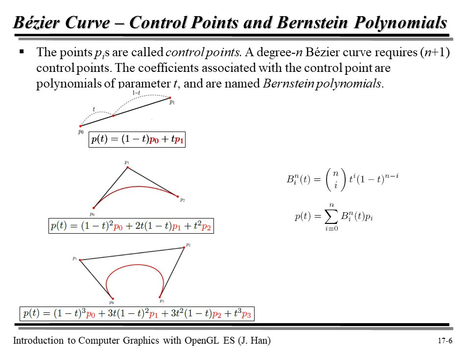 [OpenGL ES] 17강 : 베지어 곡선, 드 카스텔조 알고리즘, 허밋(Hermit) 곡선, Bilinear Patch, 베 ...