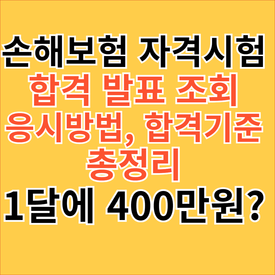 손해보험자격시험 합격발표 시험과목 합격기준 총정리손해보험설계사 응시하는 방법 투잡 인기