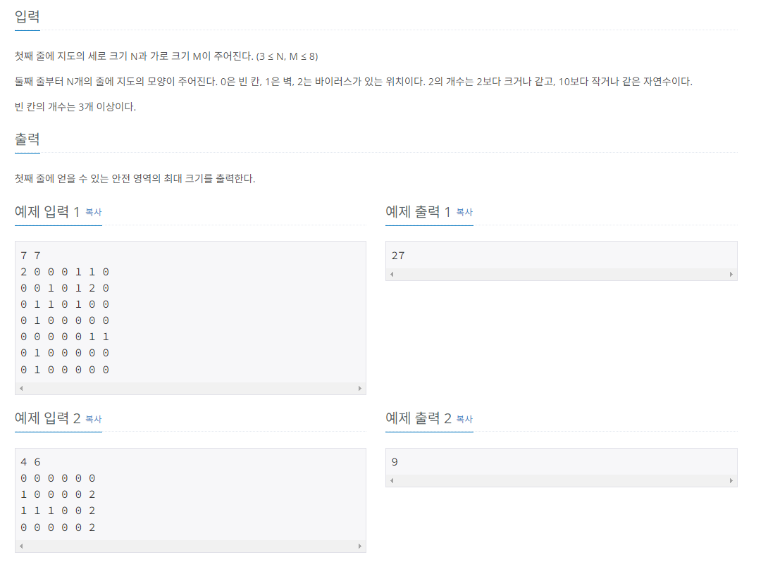 백준 14502 : 연구소 [JAVA]