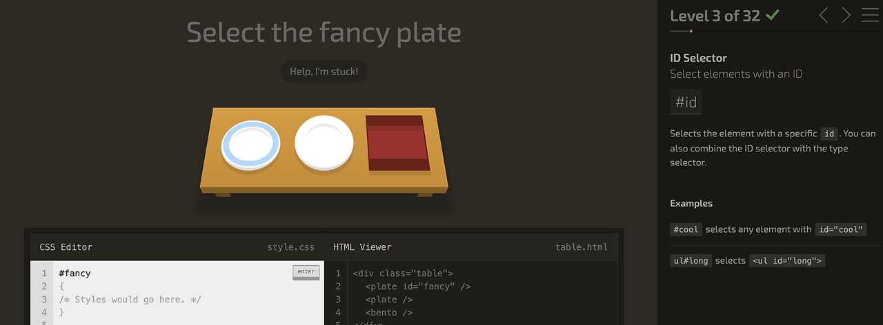 [CSS] CSS Diner: 선택자 연습을 위한 CSS 학습 사이트 — bimnemo("개발")