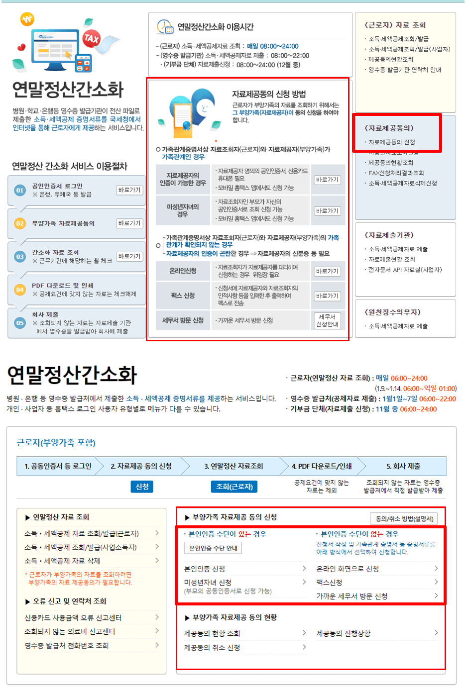 연말정산 장인 장모 인적공제 부양가족 등록 방법 사위 배우자의 직계존속 홈택스 자료제공동의