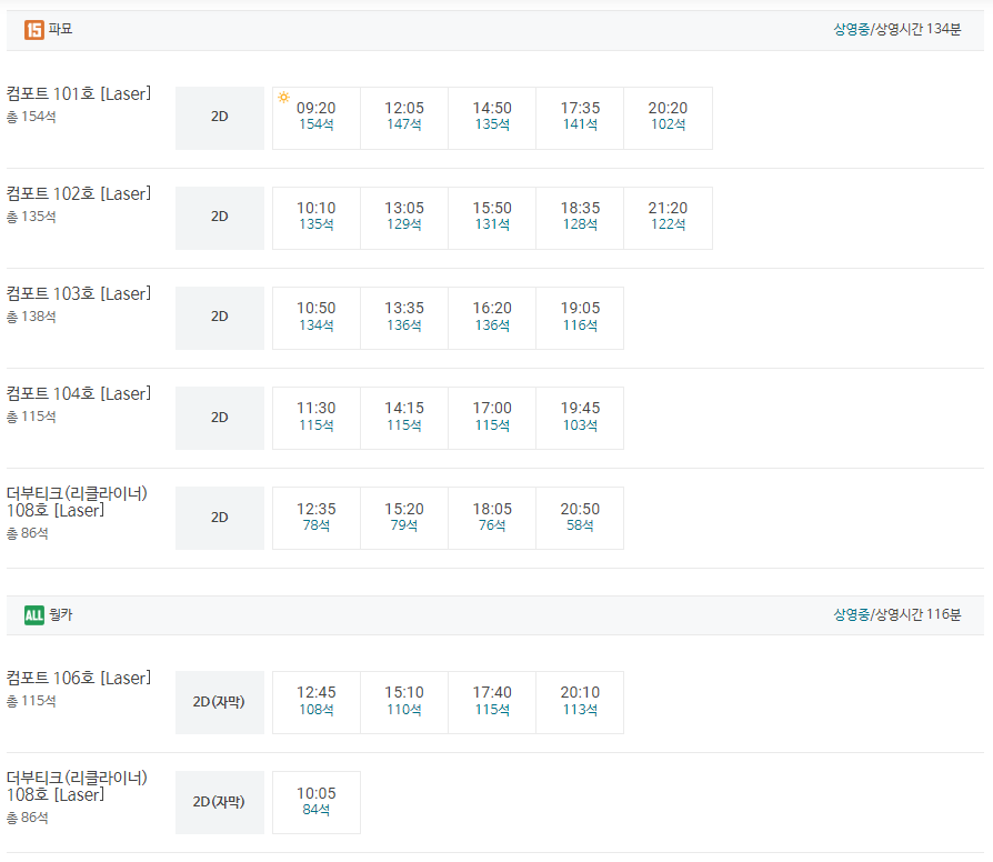 더 부티크 목동현대백화점 메가박스 위치 상영시간표 주차 요금 영화 예매 취소