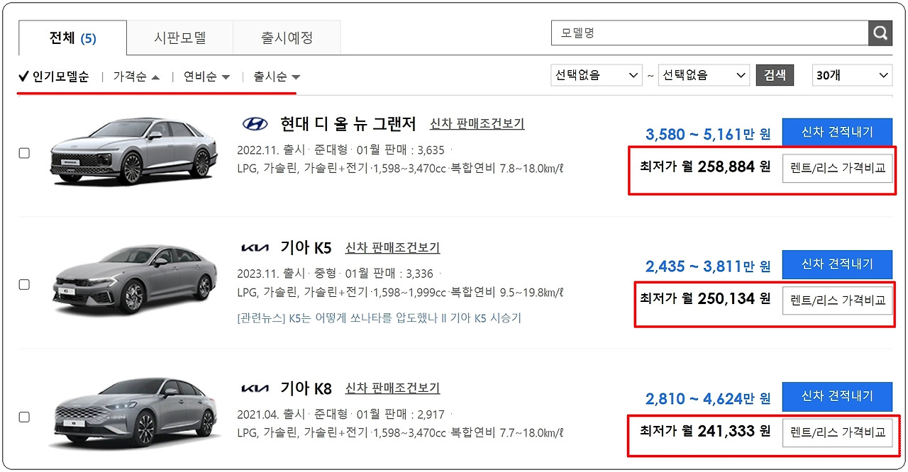 자동차 리스 가격표 스마트하게 보기