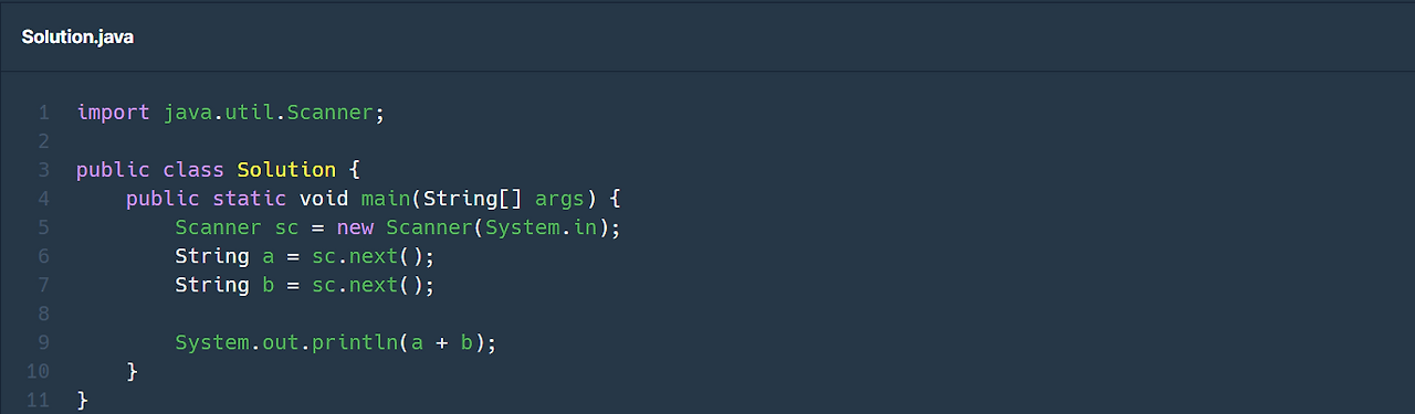 ReviewCoding :: [프로그래머스/Java] Lv.0 문자열 붙여서 출력하기