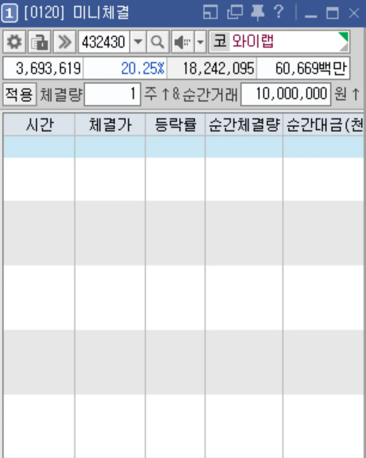 미니체결 특정 거래대금 과거 데이터 확인하는 방법 Soms의 주식투자