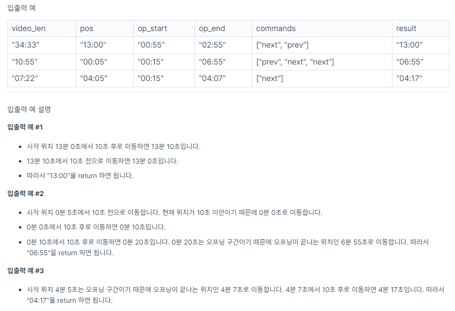 [프로그래머스/Python] PCCP 기출문제 1번 동영상 재생기 - 파이썬 — 하이야니's 스케치
