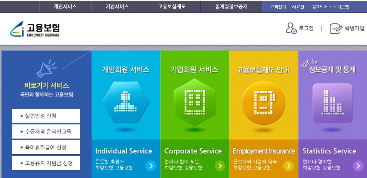 고용보험 홈페이지 (https://www.ei.go.kr/)